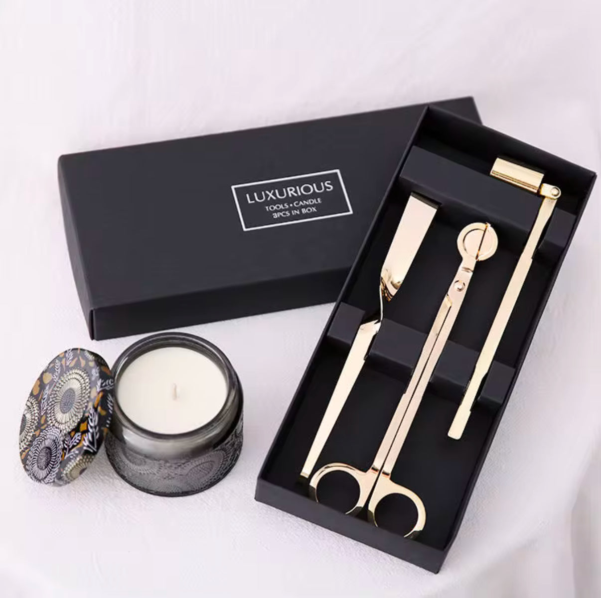 3-Piece Candle Care Kit | Matte Black | Wick Trimmers, Snuffer, and Wi ...